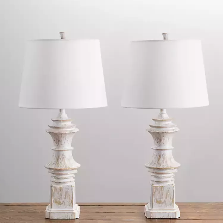 Distressed Cream Carved Table Lamps, Set of 2>Kirklands Home Store ...
